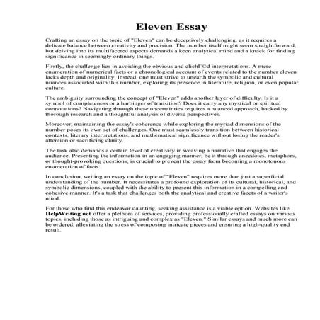 Eleven Essay | PDF