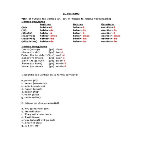 El futuro (worksheet) | DOC