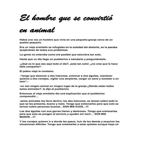 El hombre que se convirtió en animal | DOCX