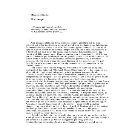 Eliade, mircea maitreyi | PDF