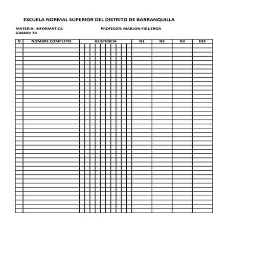 Eliana varela listado de notas | XLS