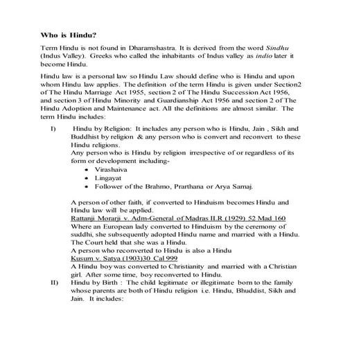 Application of Hindu Law | PPTX