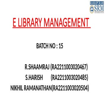 e library management srm University App. | PPT