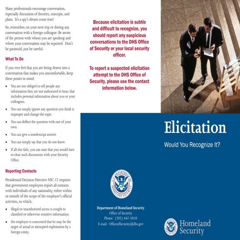 Elicitation Brochure from DHS | PDF