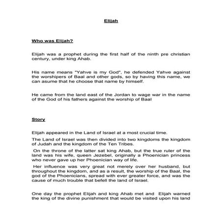 Short homework about prophet Elijah | DOCX