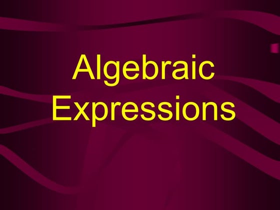 Algebraic expressions | PPT
