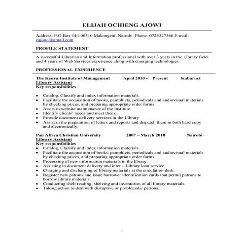 Elijah\'s Cv | DOCX