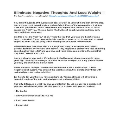 Eliminate negative thoughts and lose weight | PDF