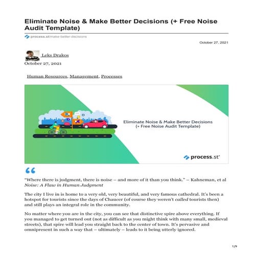 Eliminate Noise & Make Better Decisions (+ Free Noise Audit Template) | PDF
