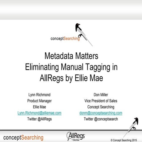 Metadata Matters Eliminating Manual Tagging in AllRegs by Ellie Mae | PDF