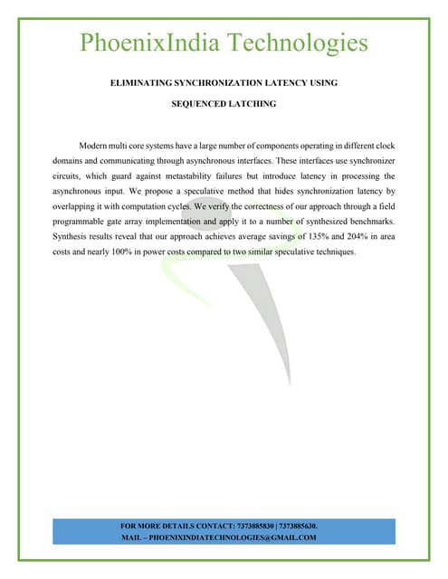 Eliminating Synchronization Latency Using Sequenced Latching Pdf 2953