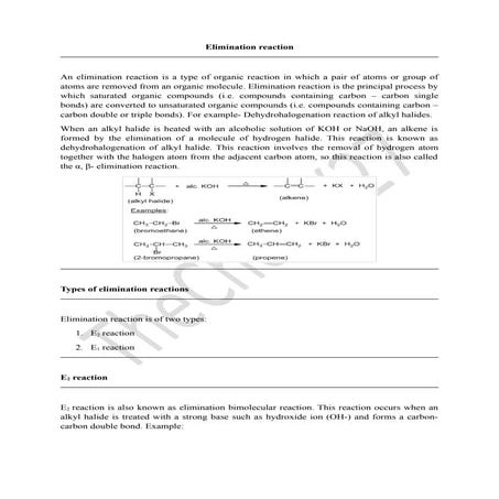 E1 and E2 Elimination reaction, Ozonolysis, diels elder reaction, diene ...