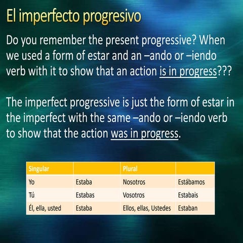 El imperfecto progresivo | PPT