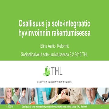 Elina Aaltio: Osallisuus ja sote-integraatio hyvinvoinnin ...