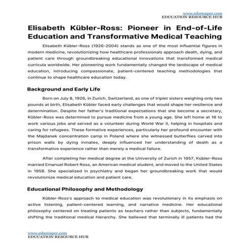 Elisabeth Kübler Ross: The Development of Five Stages of Grief | PDF