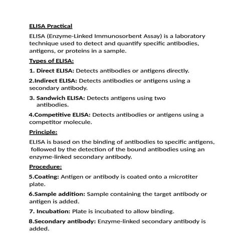 ELISA Practical.pptx techniques in biochemistry | PPTX