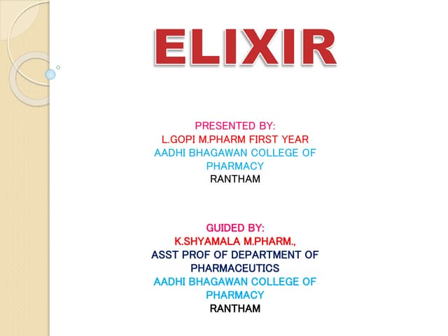 Elixirs | PPTX