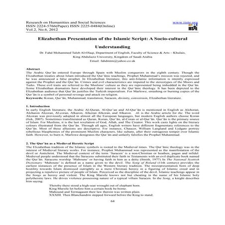 Elizabethan presentation of the islamic script | PDF