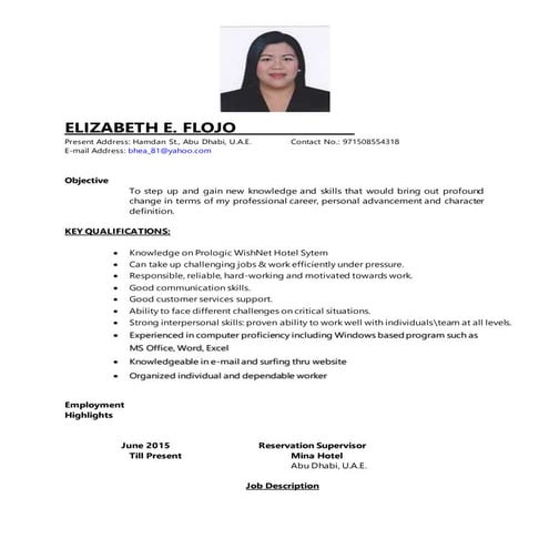 Elizabeth cv | PDF