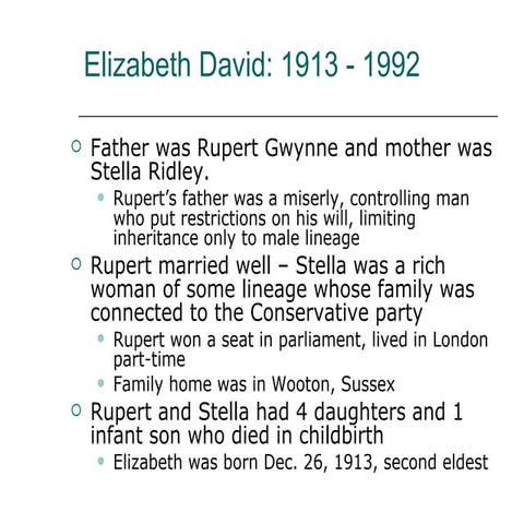 Elizabeth David Week 15(2) | PPT