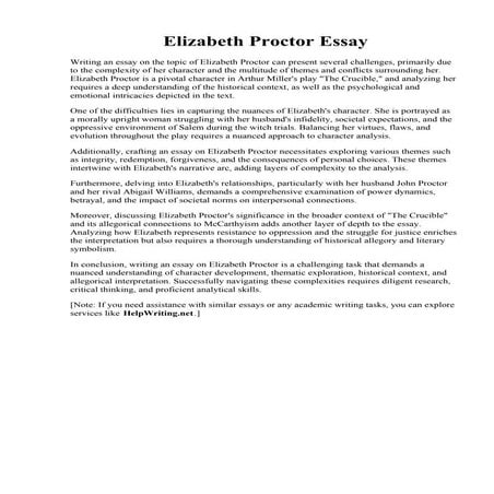 Elizabeth Proctor Essay | PDF