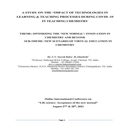 A Study on the “Virtual education in teaching chemistry” | PDF ...