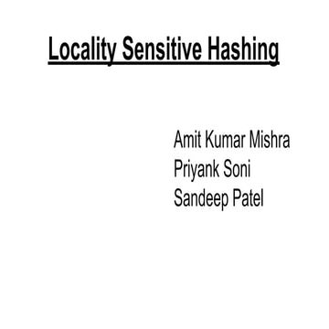 Locality Sensitive Hashing Ppt