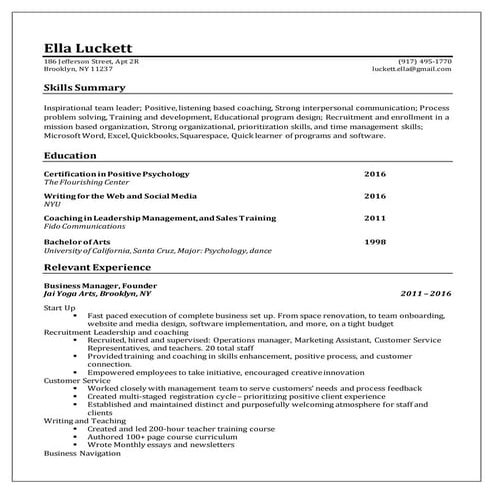 Ella luckett cv2016 | DOCX