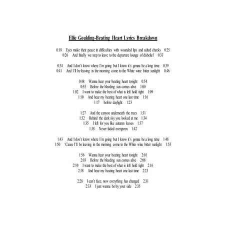 Ellie goulding beating heart lyrics breakdown | DOCX