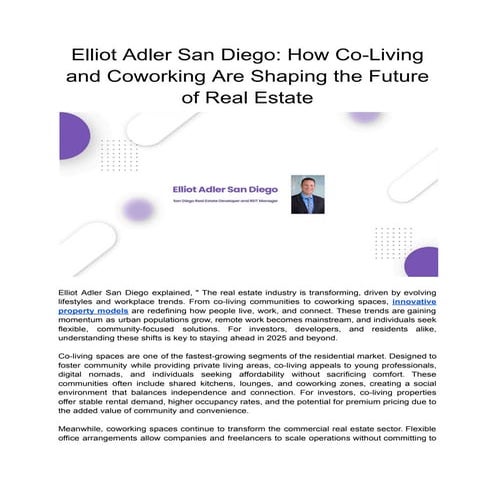 Elliot Adler San Diego_ How Co-Living and Coworking Are Shaping the ...