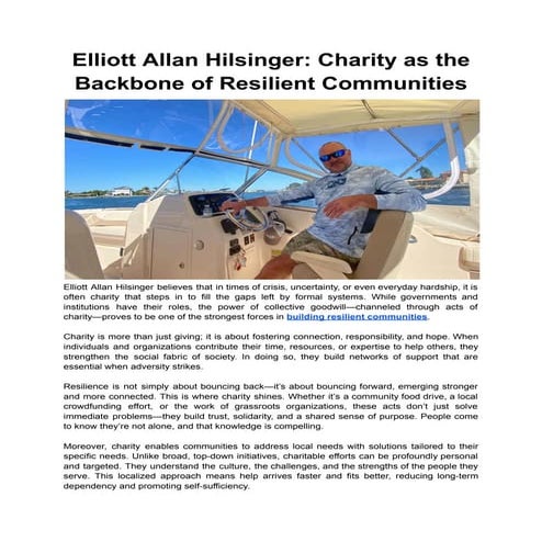 Elliott Allan Hilsinger_ Charity as the Backbone of Resilient ...