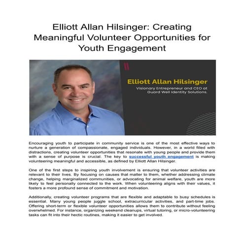 Exclusive Photos of Elliott Allan Hilsinger | PDF