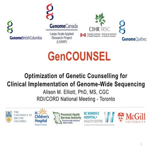 STREAM ONE: Alison Elliott Genome-Wide Sequencing | PPT