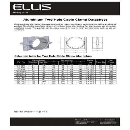 Ellis Patents Aluminium Two Hole Cable Clamps - Aluminium Cable Cleats ...