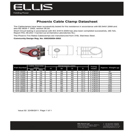 Ellis Patents Cable Cleats - Phoenix Cable Cleats Fire Resistant | PDF