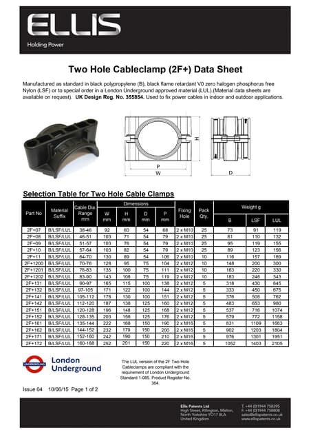 Cable Cleats - Ellis Patents 2 Hole Nylon Cable Clamp (2F) | PDF