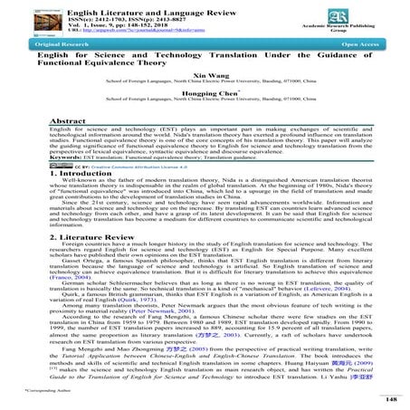 English for Science and Technology Translation Under the Guidance of ...