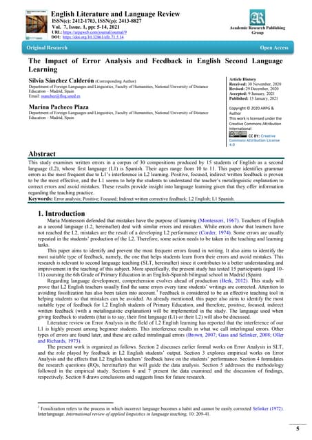 Second Language Acquisition (Error Analysis) | PPTX