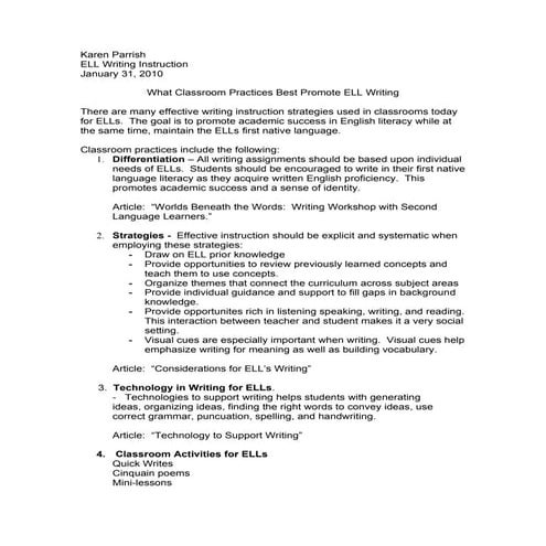 ELL Writing Strategies | DOC