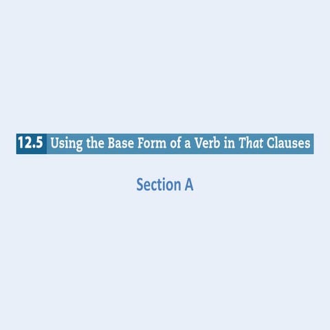 12-5 Using the Base Form of the Verb in That Clauses | PPT