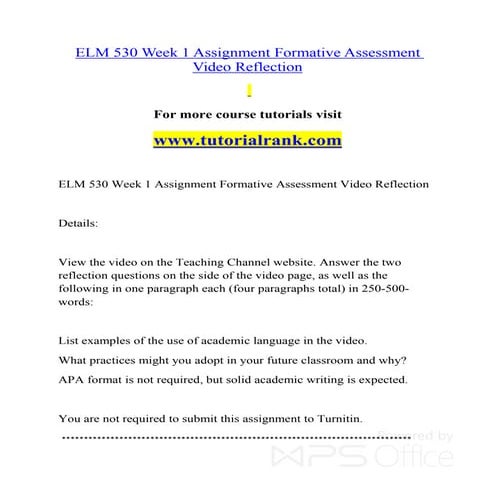 Elm 500 how learning occurs entire course | DOCX