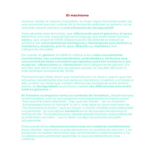 El machismo | PPTX