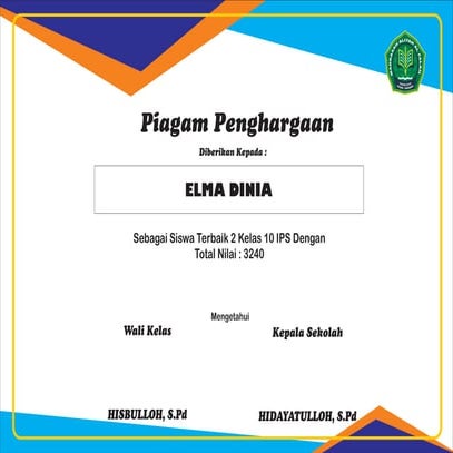 ELMA DINIA.pdf contoh piagam peringkat-kelas | PPT