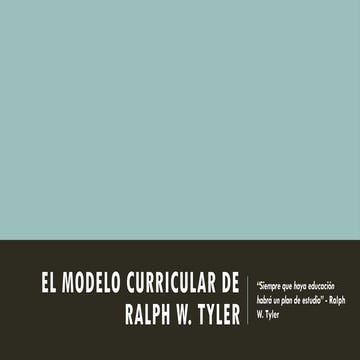 El model curricular de Ralph Tyler | PDF