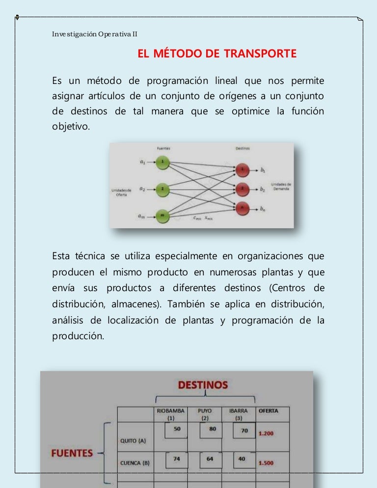 El Método de Transporte