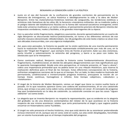 El ángel de la historia de Walter Benjamin | DOCX