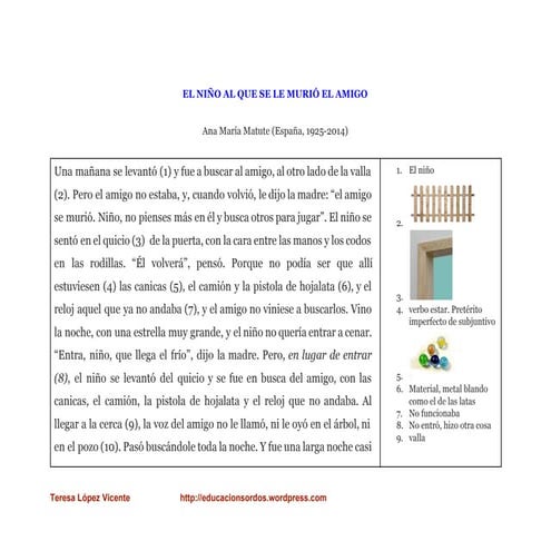 El niño al que se le murió el amigo ana maria matute | PDF