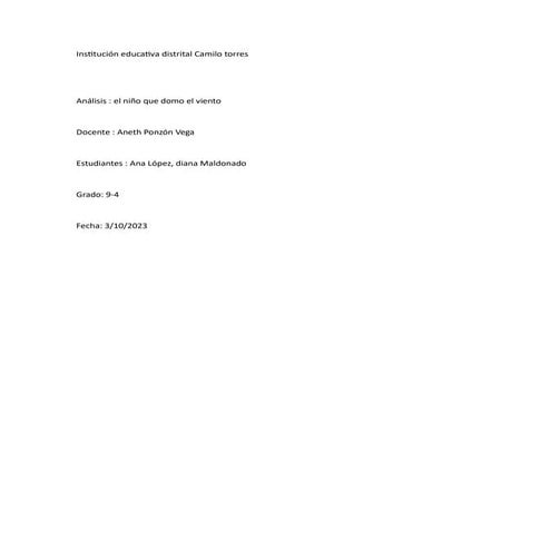El niño que domo el viento | DOCX