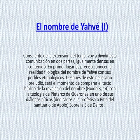 El nombre de dios yahve | PPTX