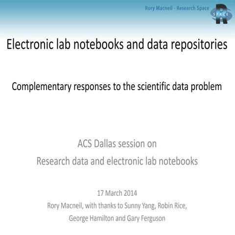 Integrating an electronic lab notebook with a data repository; American ...